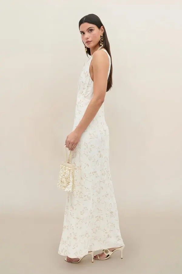 Rixo Botanical Embroidered Regular Fawn Dress