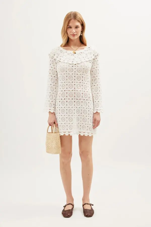 Rixo Envalira Crochet Mini Dress