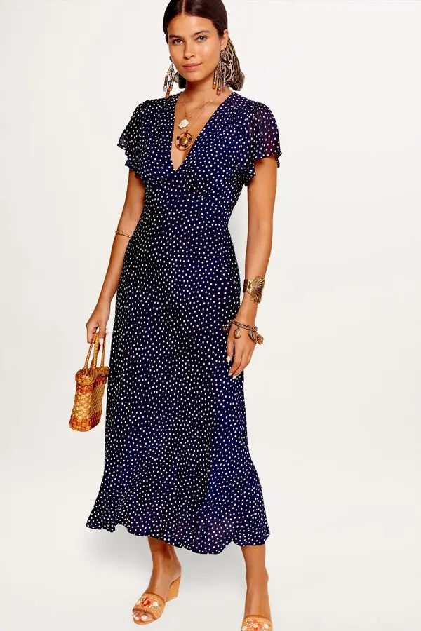 Rixo Florida Mini Polka Dot Regular - Navy