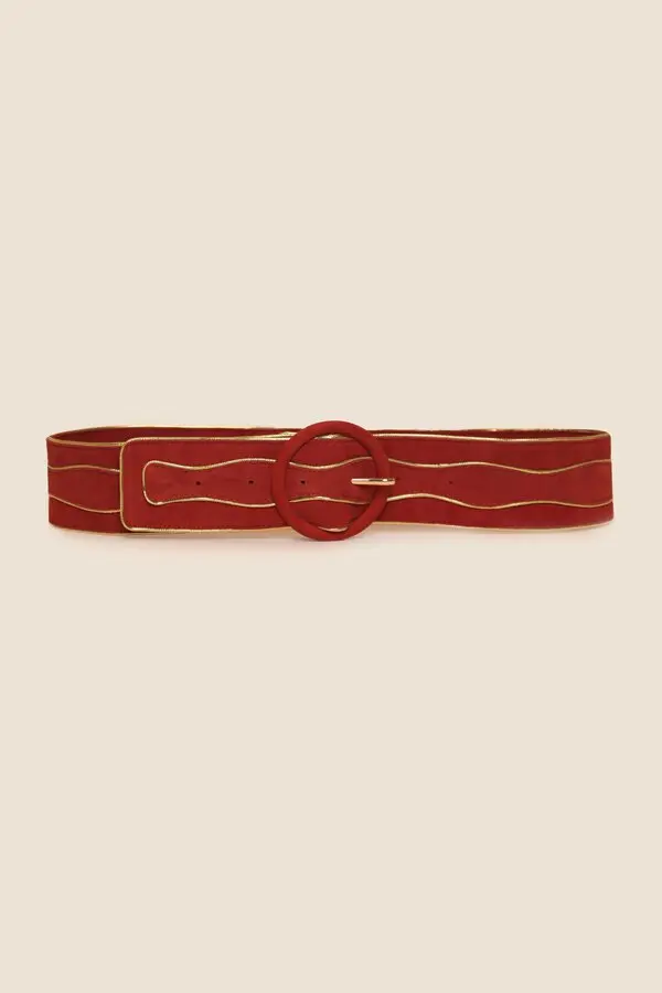 Rixo Catalina Red Suede Leather Belt Regular - One-color