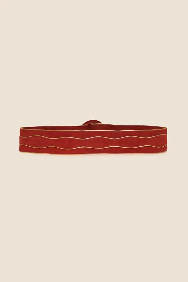 Rixo Catalina Red Suede Leather Belt Regular