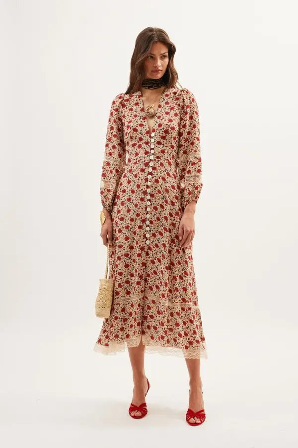 Rixo Floral Long Sleeve Dress