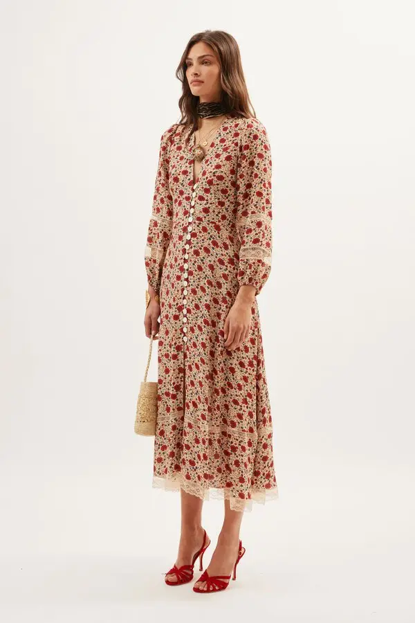 Rixo Floral Long Sleeve Dress