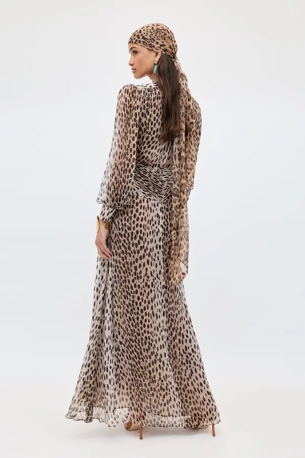 Rixo Meera Antelope Spot Viscose Midi Dress - Brown