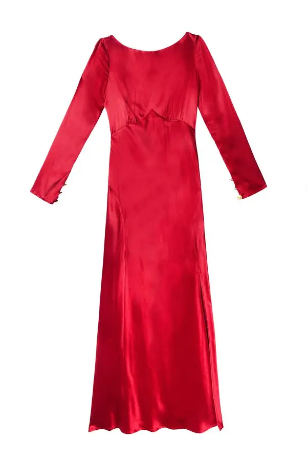 Rixo Devina Crimson Viscose Midi Dress Regular