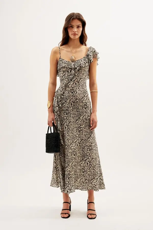 Rixo Ester Sun Leo Tan Dress - Brown