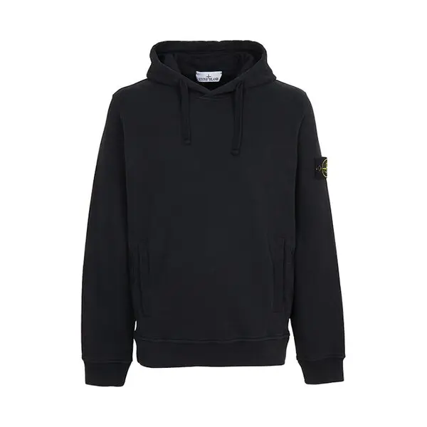 Stone Island Fleece Hood Sweatshirt - Black