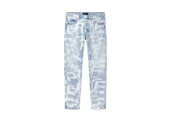 PURPLE BRAND Skinny Grunge Print Jean - Light Indigo