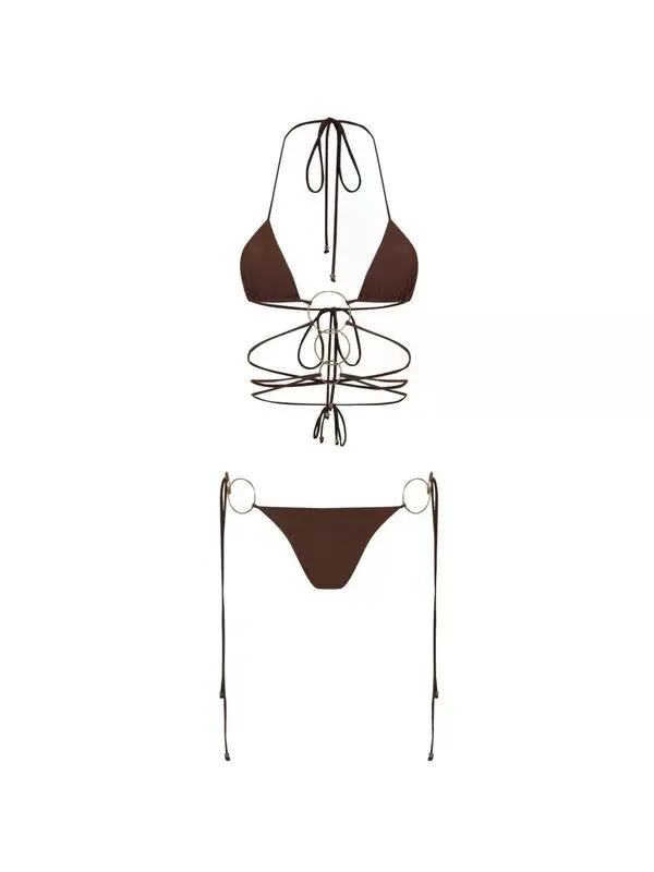 AMIR SLAMA Ring Tie Bikini - Brown