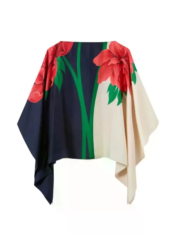 La DoubleJ Floral Print Silk Scarf Blouse - Neutrals