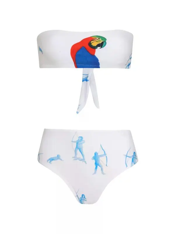 AMIR SLAMA Printed Bandeau Bikini - White