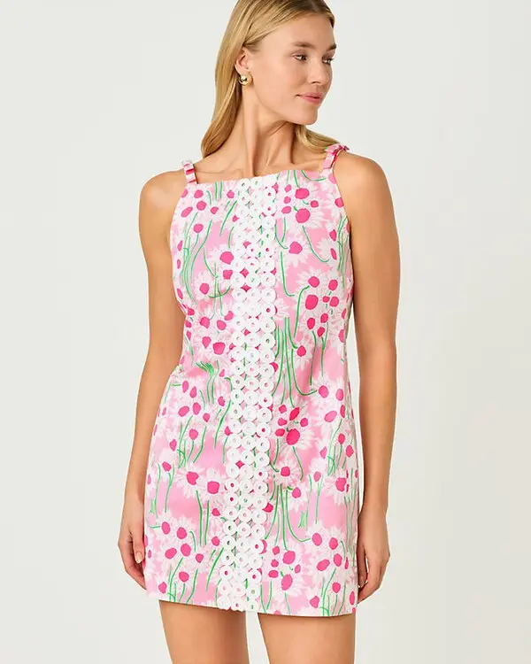 LILLY PULITZER Delores Sleeveless Romper - Conch Shell Pink Sunny Daisies
