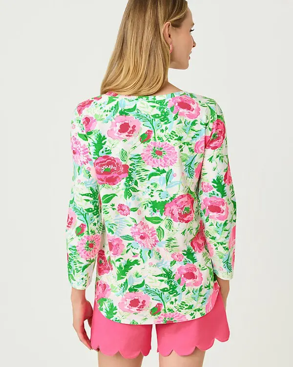 LILLY PULITZER 3/4 Sleeve Top - Multi Poppy Party