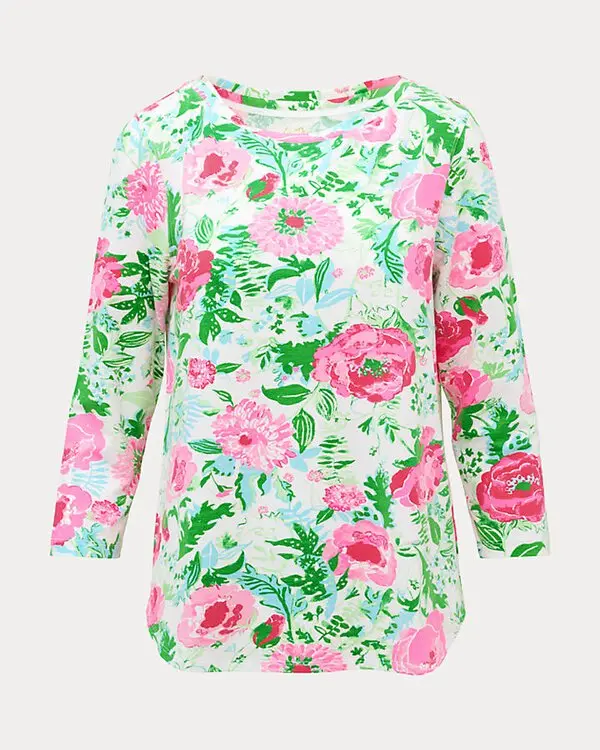 LILLY PULITZER 3/4 Sleeve Top - Multi Poppy Party
