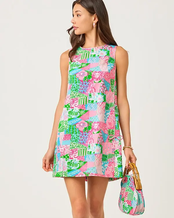 LILLY PULITZER Ettie Stretch Shift Dress - Multi Crazy Quilt