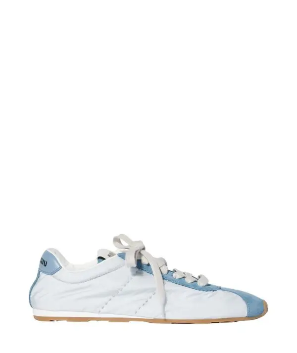 Miu Miu Plume Technical Fabric And Suede Sneakers - Sky Blue/astral Blue