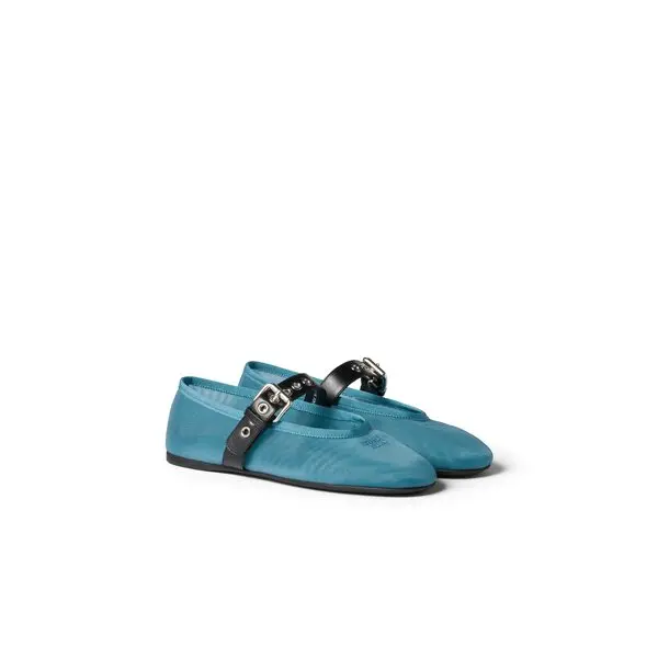 Miu Miu Mesh Fabric Ballerinas - Anise