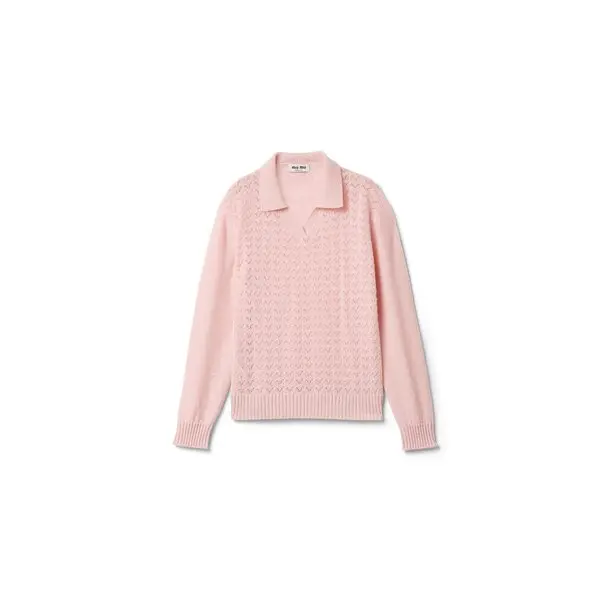 Miu Miu Cashmere V-neck Sweater - Alabaster Pink