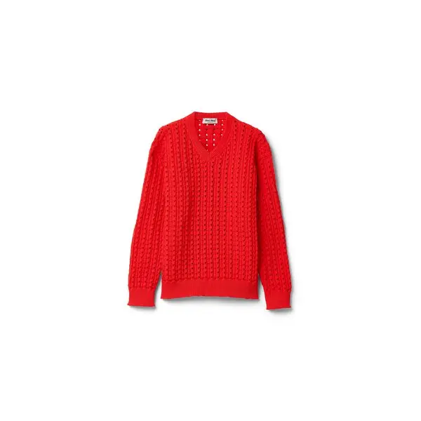 Miu Miu Technical Yarn V-neck Sweater - Red