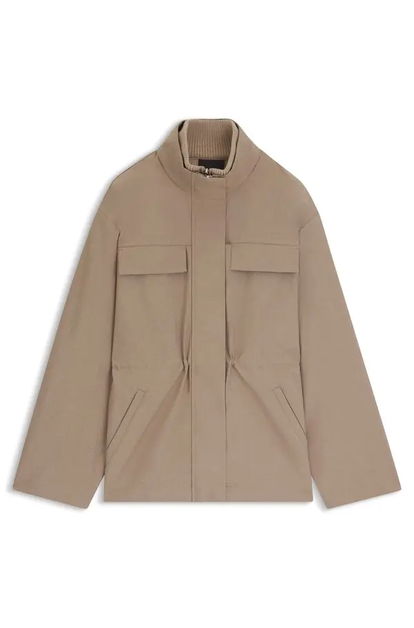BOSS Gathered-waist Jacket With Water-repellent Finish - Light Brown