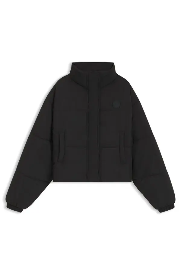 Hugo Water-repellent Jacket With Happy Badge - Black