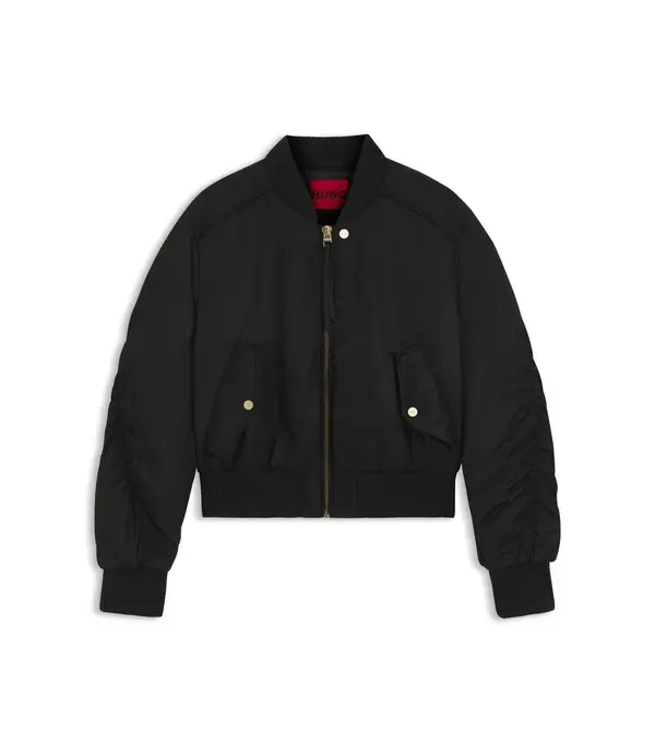 Hugo Bomber Jacket With Ruched Detail - Black