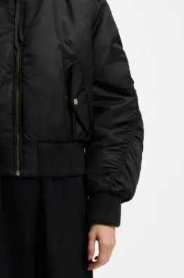 Hugo Bomber Jacket With Ruched Detail - Black