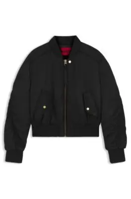 Hugo Bomber Jacket With Ruched Detail - Black
