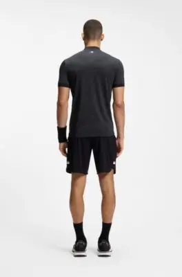 BOSS Bodymapping-jersey Slim-fit Polo Shirt With Zip Neck - Black