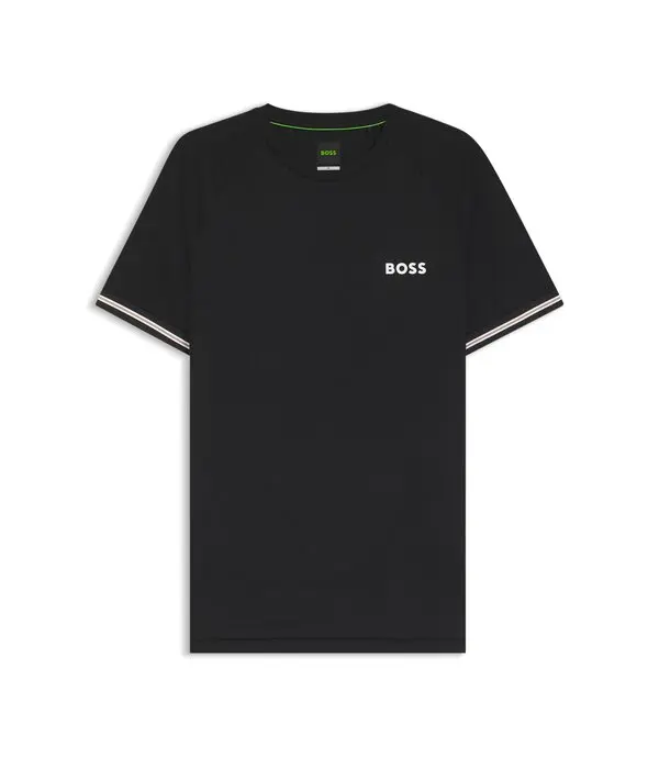 BOSS Active Slim-fit T-shirt With Tennis-ball Eming - Black