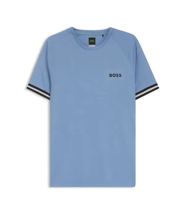 BOSS Active Slim-fit T-shirt With Tennis-ball Eming - Light Blue