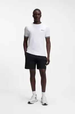 BOSS Active Slim-fit T-shirt With Tennis-ball Eming - White