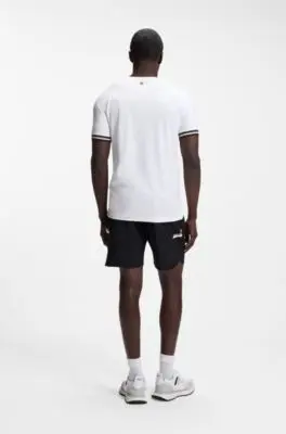 BOSS Active Slim-fit T-shirt With Tennis-ball Eming - White