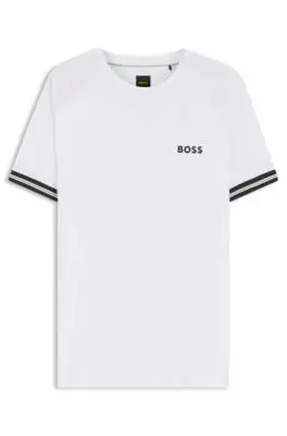 BOSS Active Slim-fit T-shirt With Tennis-ball Eming - White