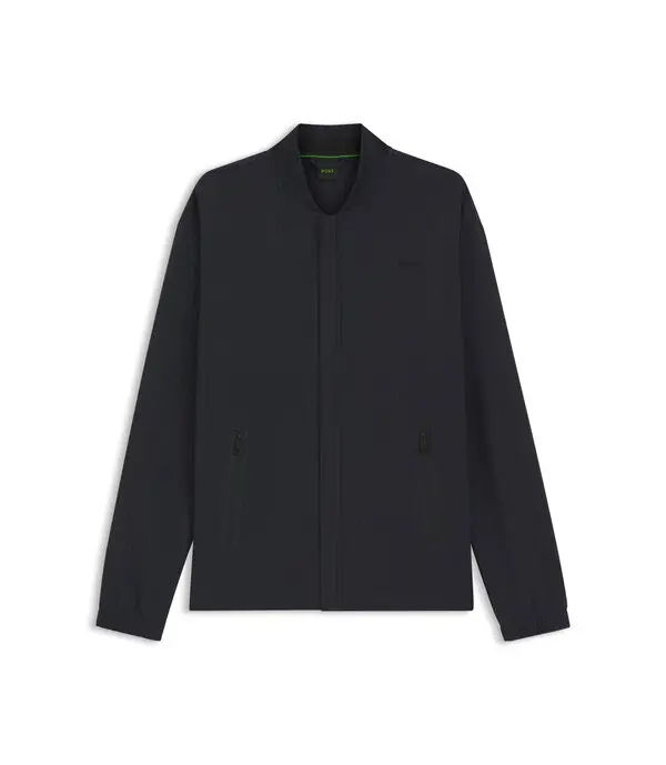 BOSS Waffle-structure Zip-up Sweatshirt - Dark Blue