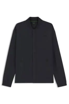 BOSS Waffle-structure Zip-up Sweatshirt - Dark Blue