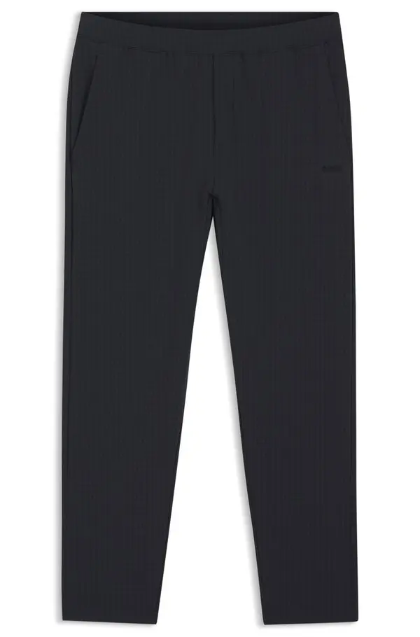 BOSS Zip-frame Tracksuit Bottoms In Waffle Fabric - Dark Blue