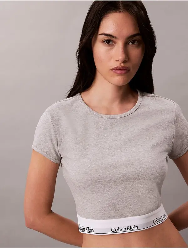 Calvin Klein Icon Sport Cotton Cropped T-shirt - Grey Heather