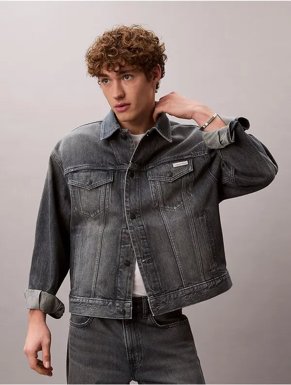 Calvin Klein 90s Denim Trucker Jacket - Blue Ash Stone
