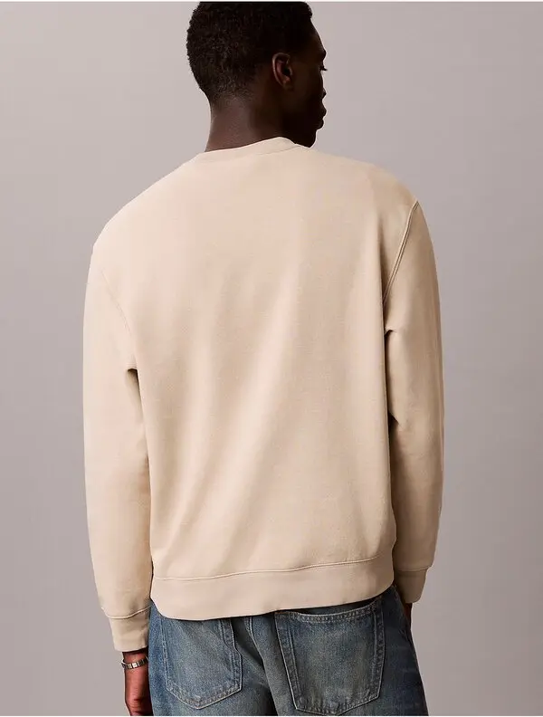 Calvin Klein Varsity Logo Graphic Fleece Sweatshirt - White Pepper
