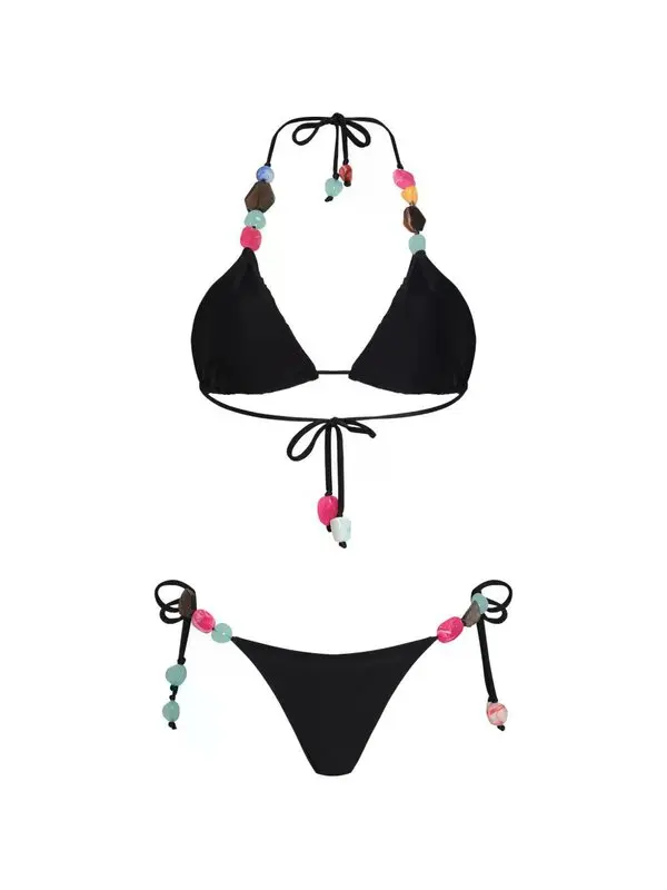 AMIR SLAMA Beaded Bikini - Black