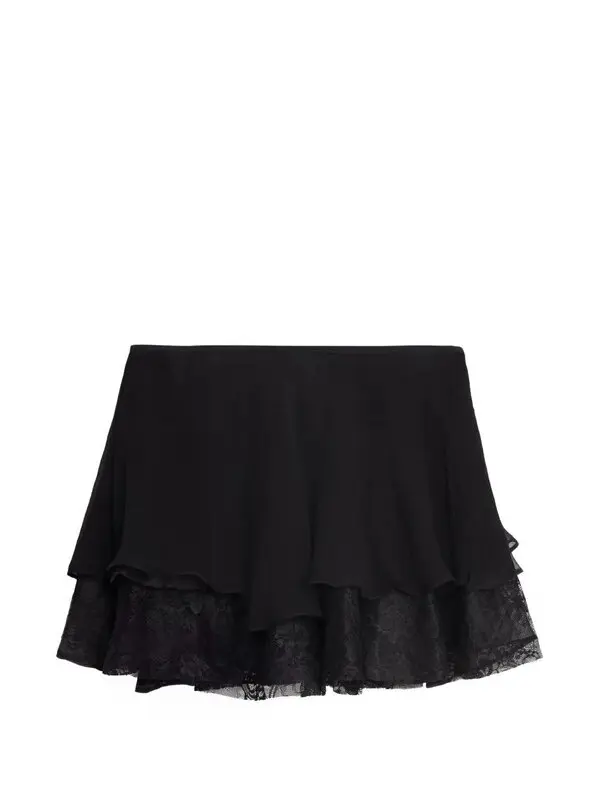 AMIR SLAMA Lace Tiered Skirt - Black