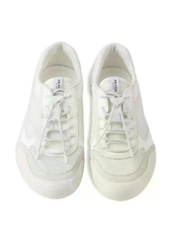 Prada Speedrock Patent Leather And Mesh Sneakers - White