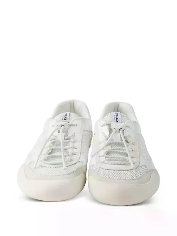 Prada Speedrock Patent Leather And Mesh Sneakers - White