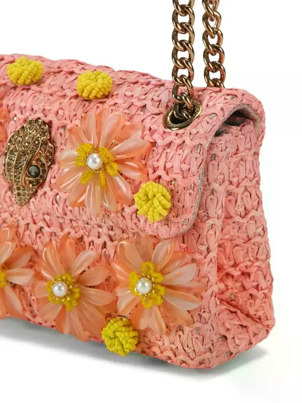 Kurt Geiger Mini Raffia Kensington Shoulder Bag - Pink