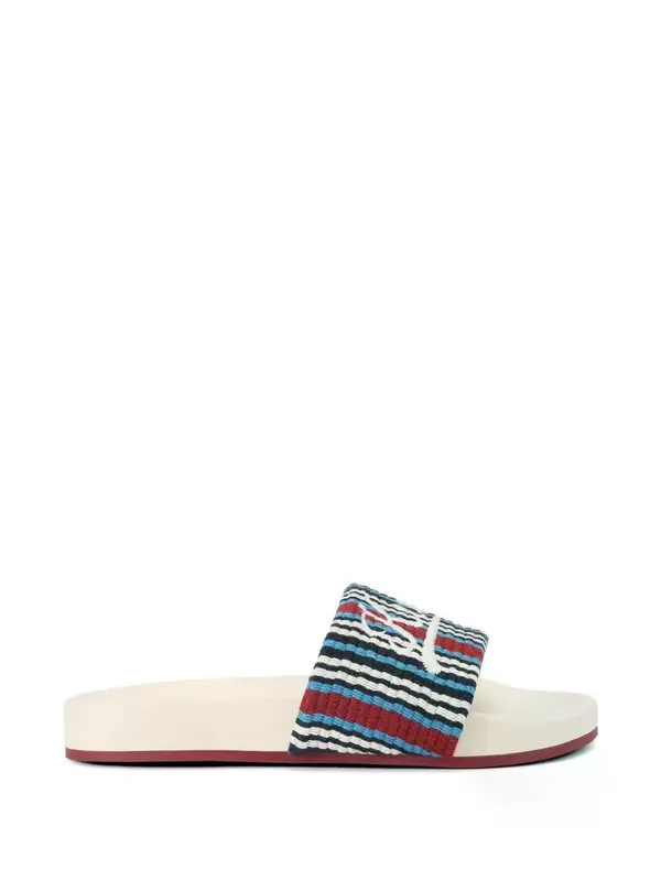Kurt Geiger Striped-pattern Logo-embroidery Slides - Red
