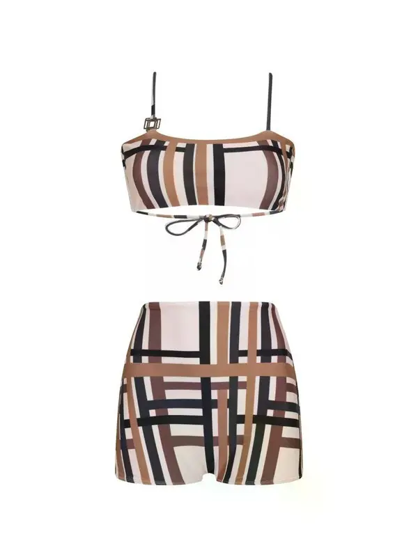 AMIR SLAMA Checked-print Bikini - Neutrals