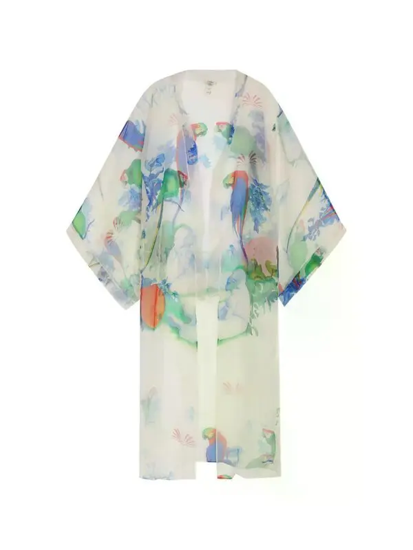 AMIR SLAMA Floral-print Cover-up - White