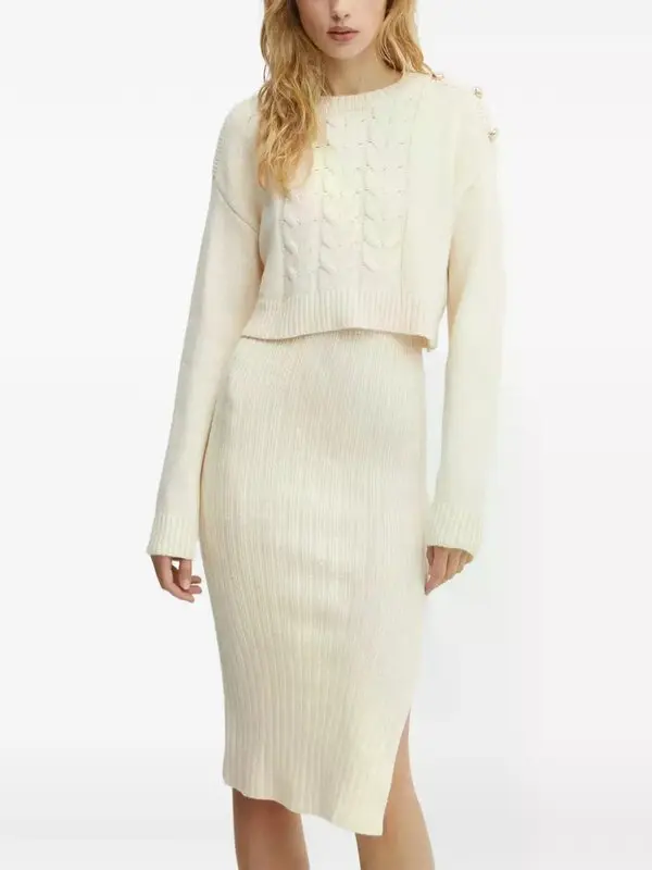 MORGAN Knitted Midi Dress And Sweater Set - Neutrals
