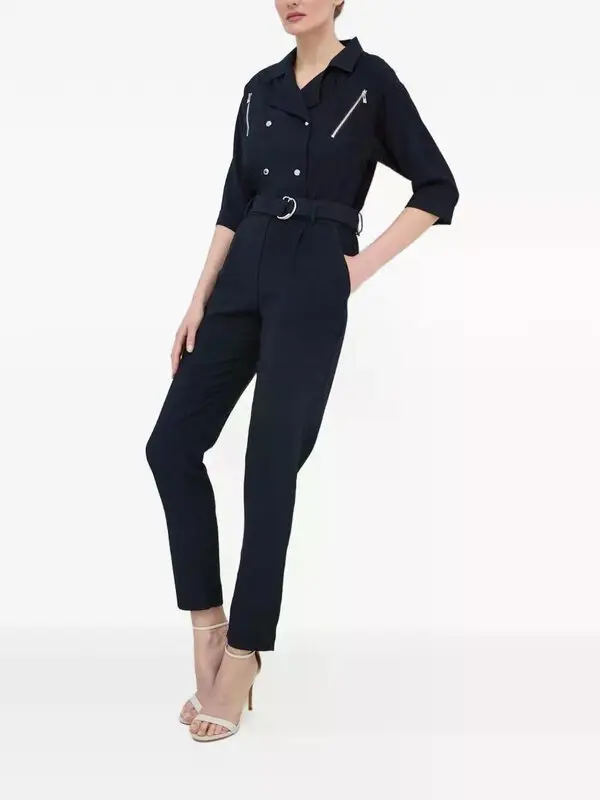 MORGAN Double-breasted Belted Jumpsuit - Blue